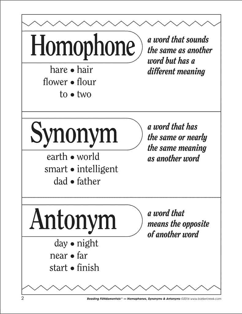 Homophones, Synonyms & Antonyms Grammar Activity Book, 48 Pages ...