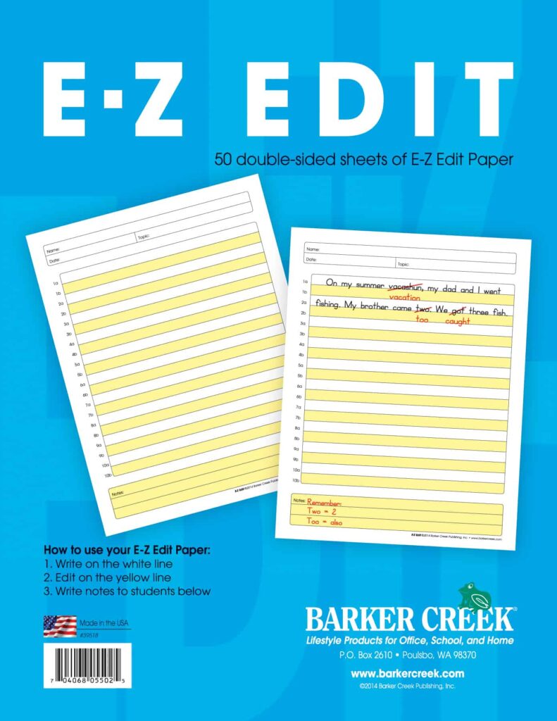 E-Z Edit Paper, 50 sheets/Package - Barker Creek Publishing