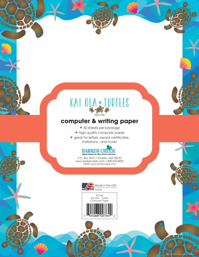 Kai Ola Sea Turtles Computer Paper, 50 sheets/Package - Barker Creek ...