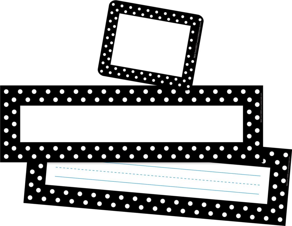 Black & White Dot Name Tag & Name Plate Set, 81/Set - Barker Creek ...